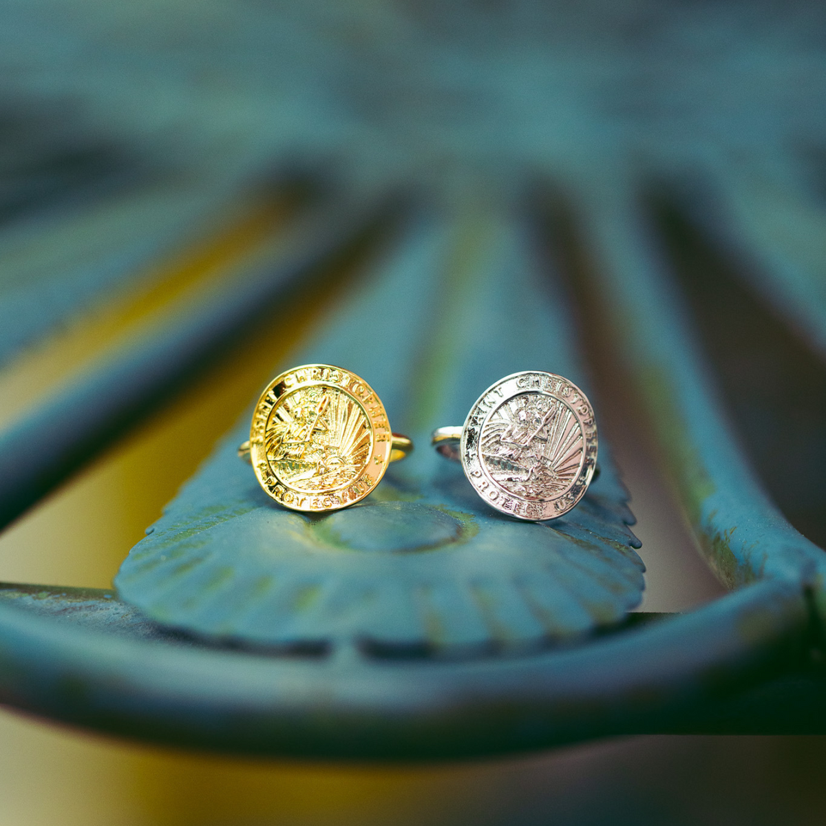 Gold St. Christopher Medallion Ring // Get Back Necklaces