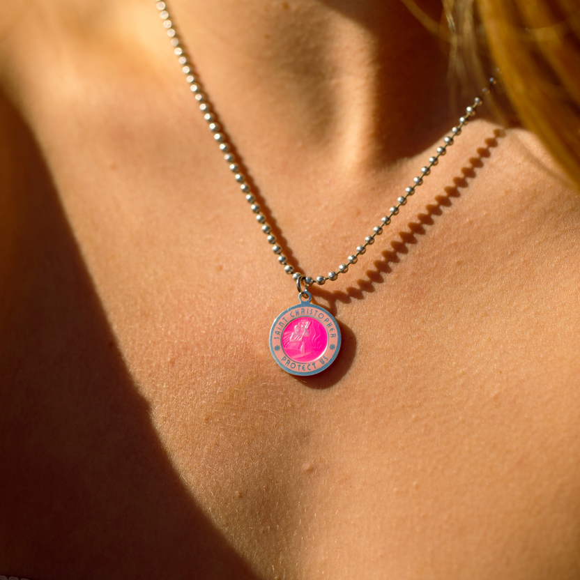 St. Christopher Necklace in Fuchsia + Pink // Get Back Necklaces
