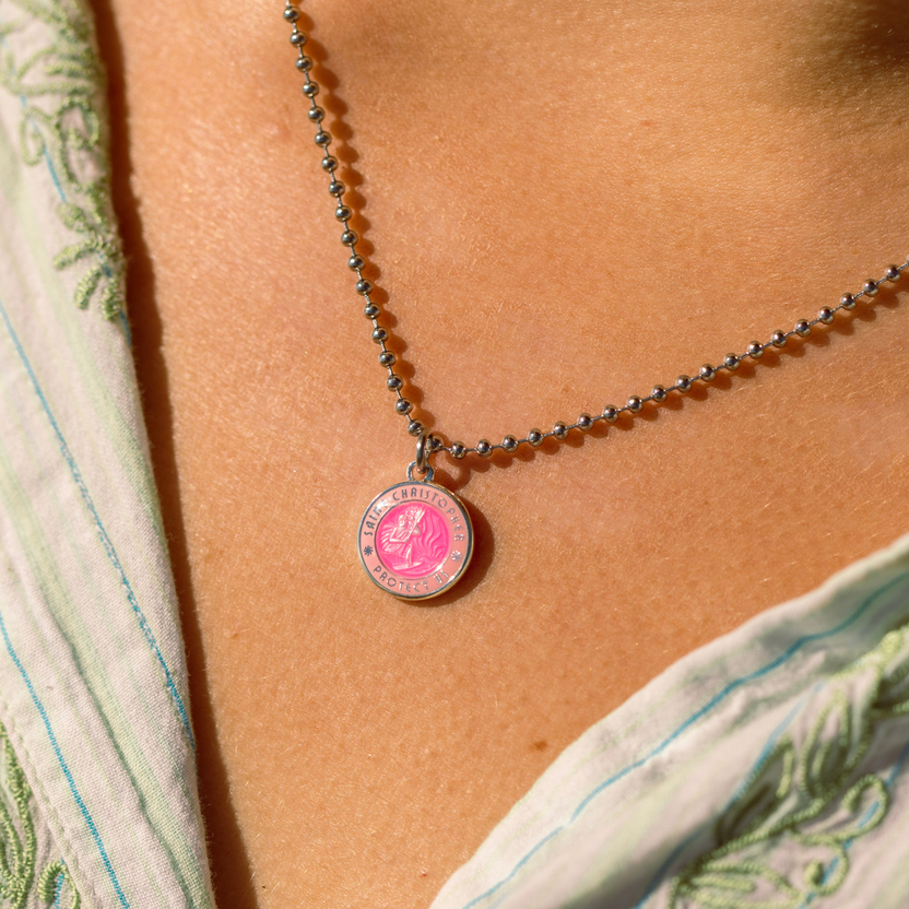 St. Christopher Necklace in Fuchsia + Pink // Get Back Necklaces