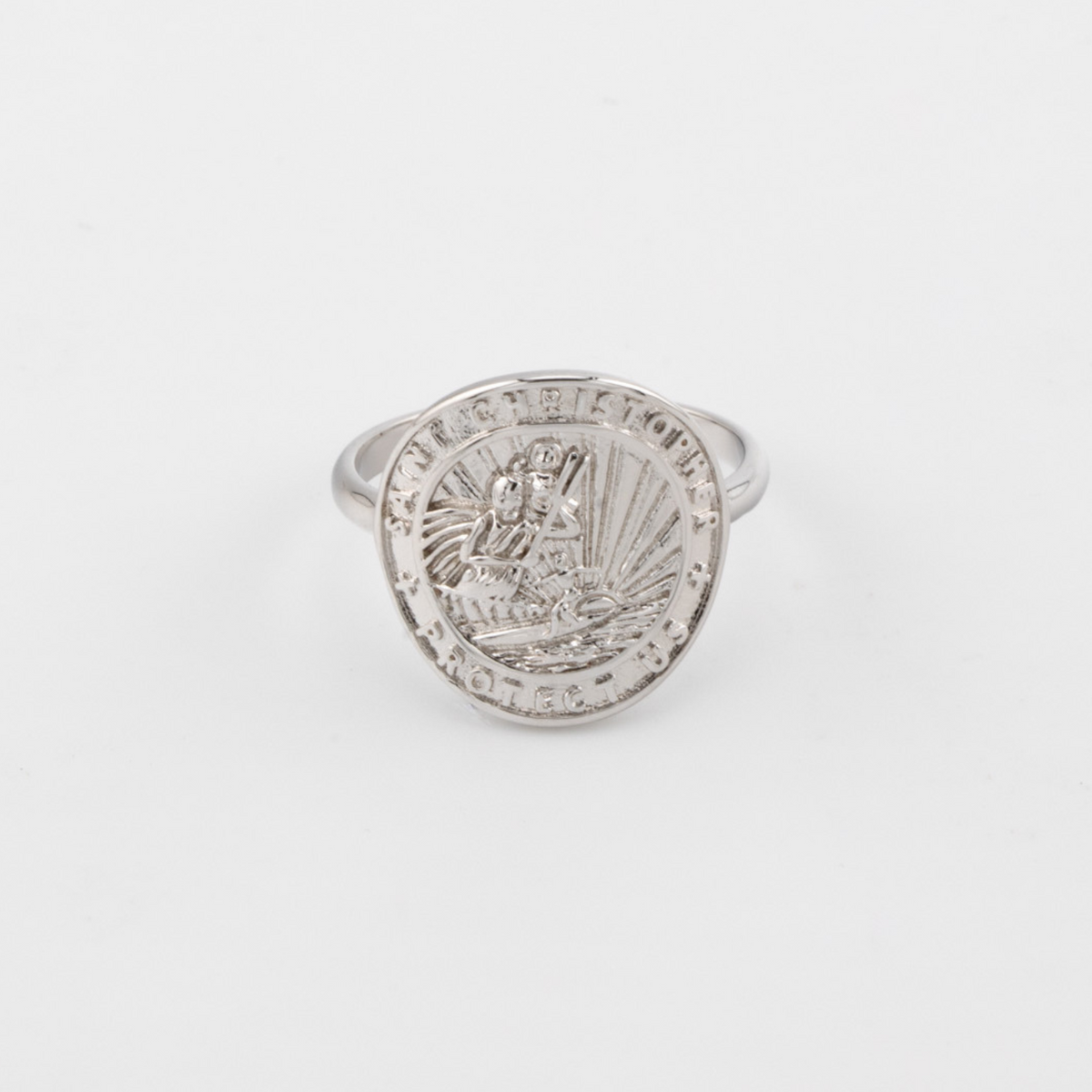 Silver St. Christopher Medallion Ring // Get Back Necklaces