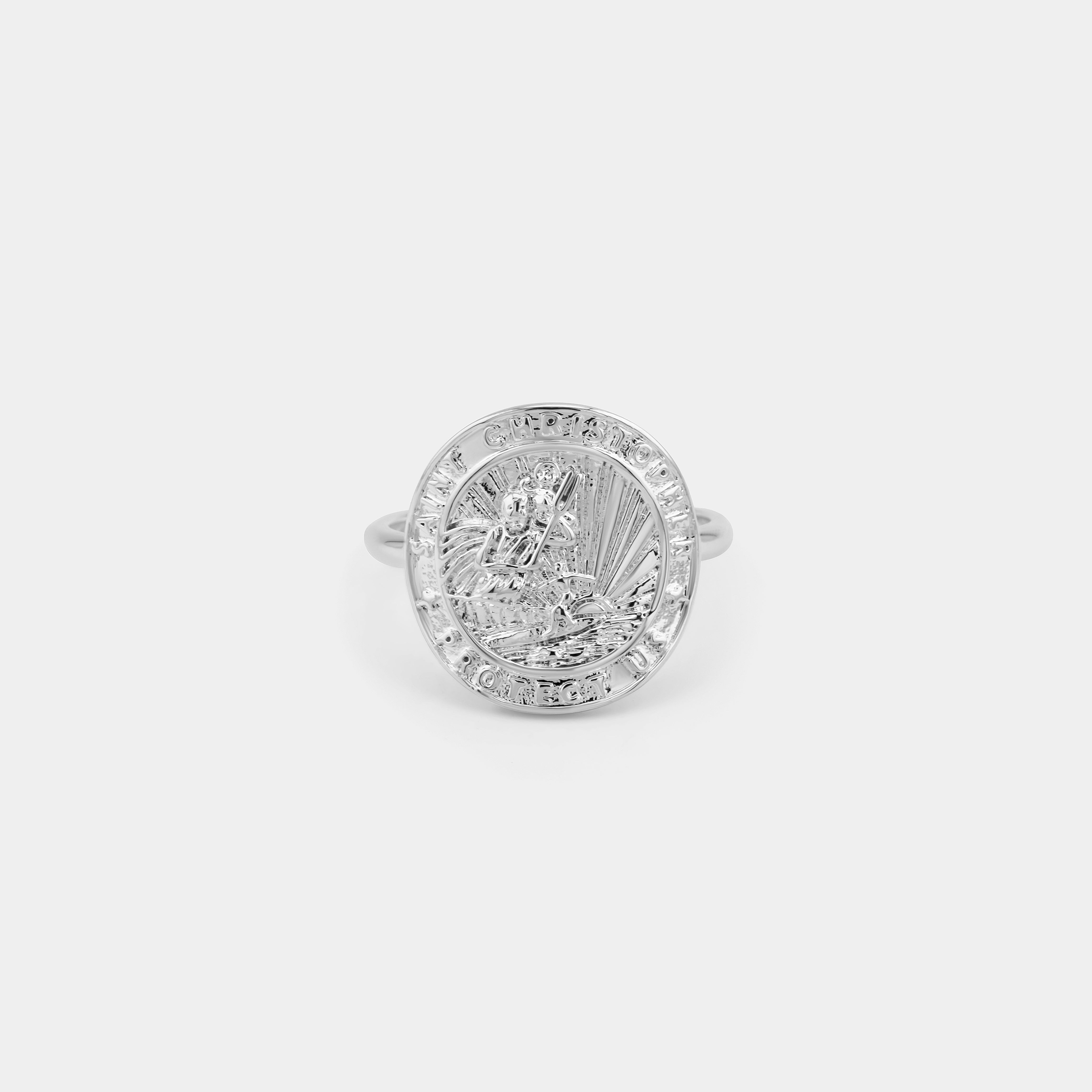 Silver St. Christopher Medallion Ring // Get Back Necklaces