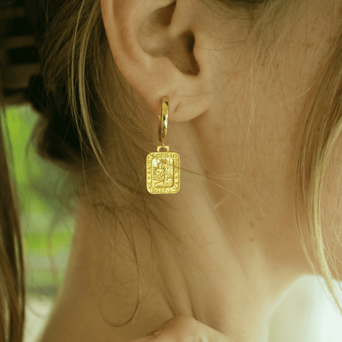 Gold St. Christopher Earrings // Get Back Necklaces